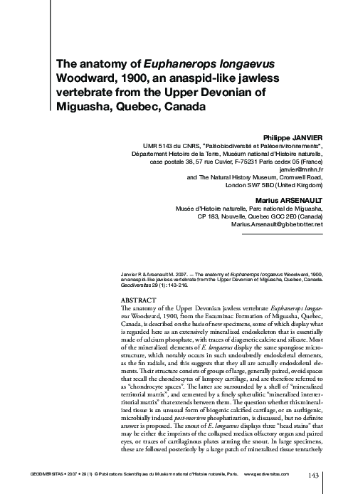 (PDF) The Anatomy of Euphanerops Longaevus Woodward, 1900, An Anaspid ...