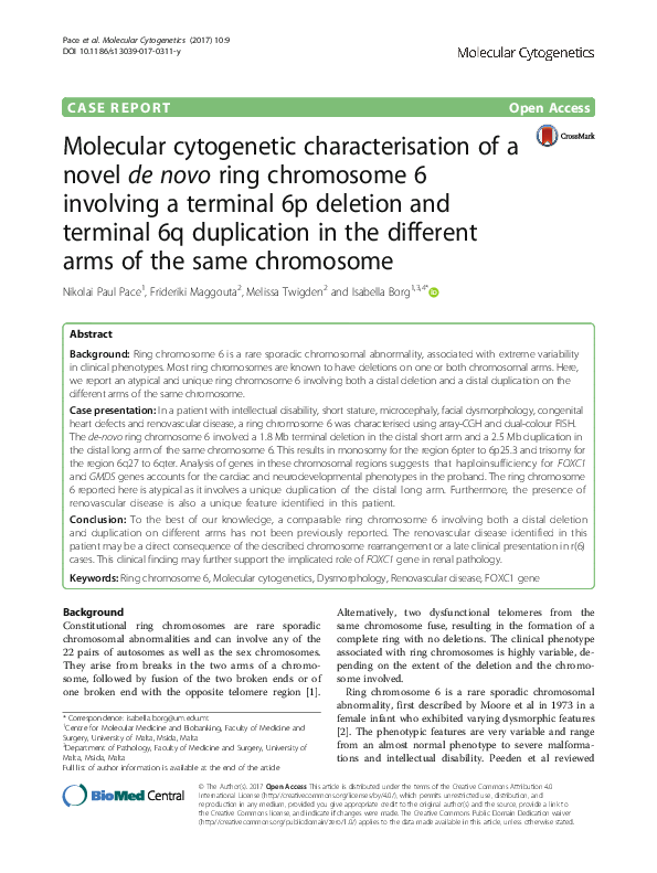 (PDF) Molecular cytogenetic characterisation of a novel de novo ring ...