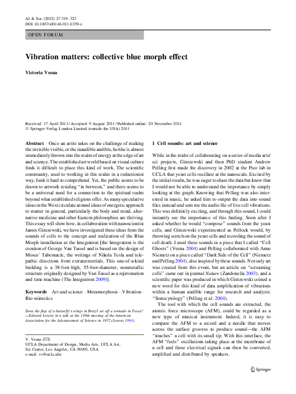 (PDF) Vibration matters: collective blue morph effect