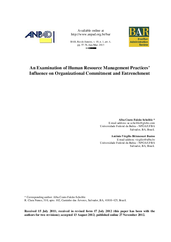 (PDF) An examination of human resource management practices' influence ...