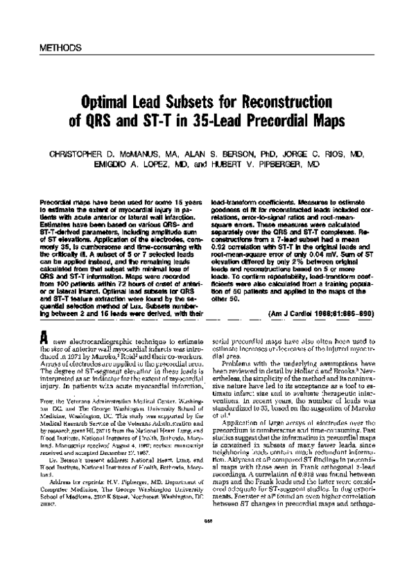 (PDF) Optimal lead subsets for reconstruction of QRS and ST-T in 35 ...