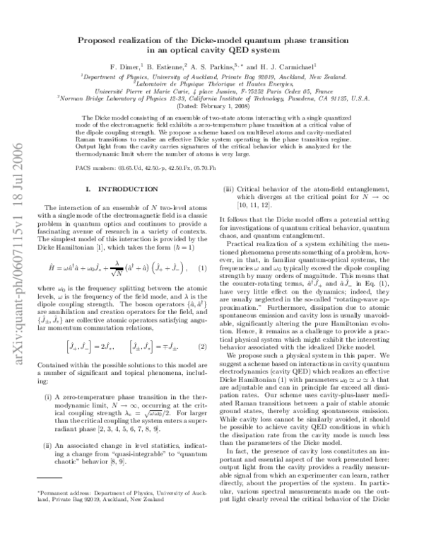 (PDF) Proposed realization of the Dicke-model quantum phase transition in an optical cavity QED ...