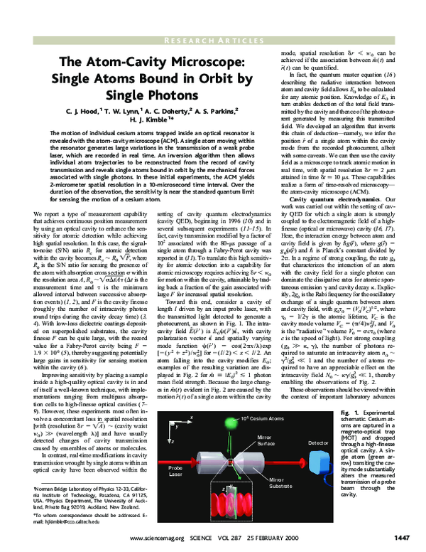 (PDF) The Atom-Cavity Microscope: Single Atoms Bound in Orbit by Single ...