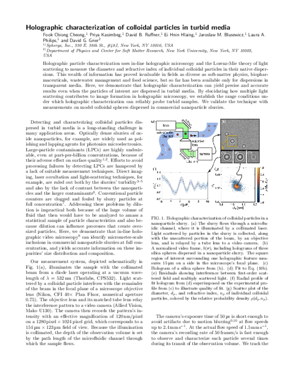 (PDF) Holographic characterization of colloidal particles in turbid media