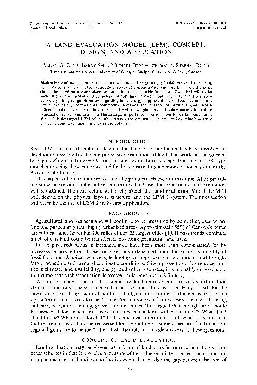 (PDF) A Land Evaluation Model (LEM): concept, design, and application