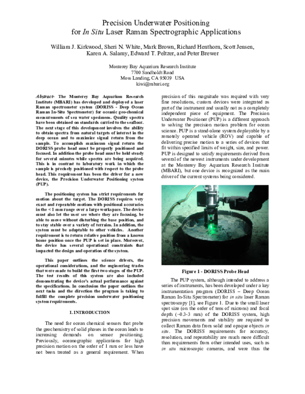 (PDF) Precision underwater positioning for in situ laser Raman ...