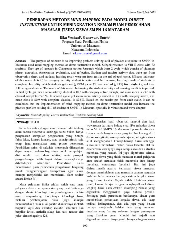 (PDF) Penerapan Metode Mind Mapping pada Model Direct Instruction untuk ...