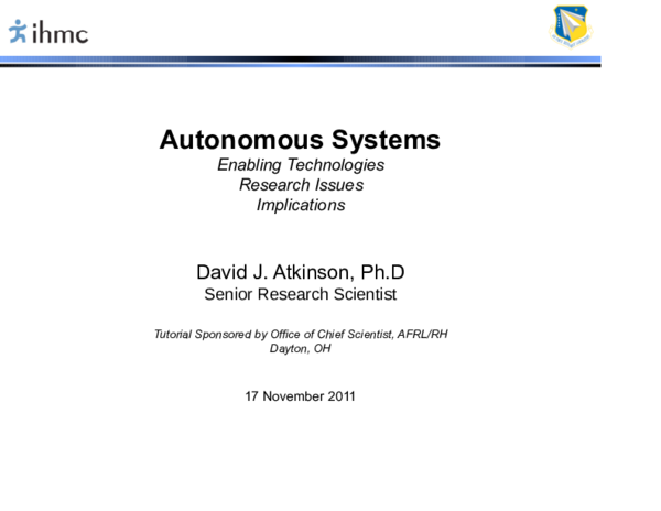 Pdf Tutorial Introduction To Autonomous Systems Lecture Series