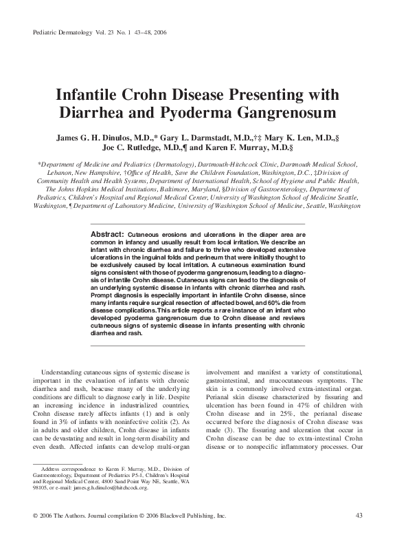 (PDF) Infantile Crohn Disease Presenting with Diarrhea and Pyoderma ...