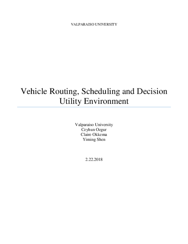 (PDF) Vehicle Routing, Scheduling and Decision Utility Environment