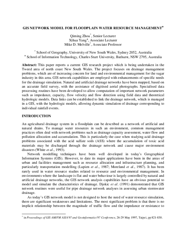 (PDF) GIS Network Model for Floodplain Water Resource Management