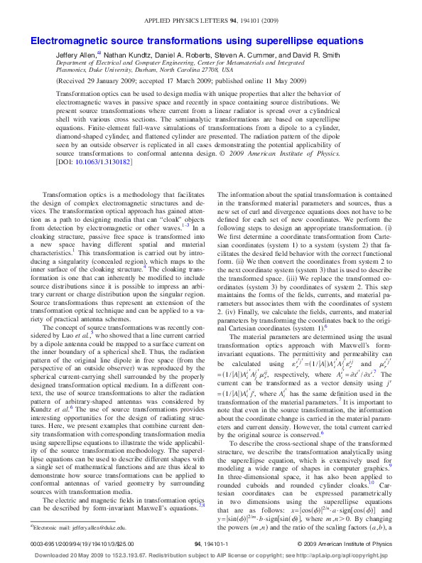 (PDF) Electromagnetic source transformations using superellipse equations
