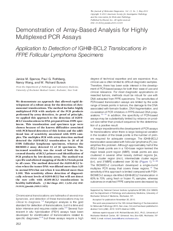 Pdf Demonstration Of Array Based Analysis For Highly Multiplexed Pcr
