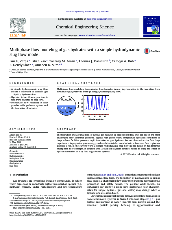 (PDF) Multiphase flow modeling of gas hydrates with a simple ...