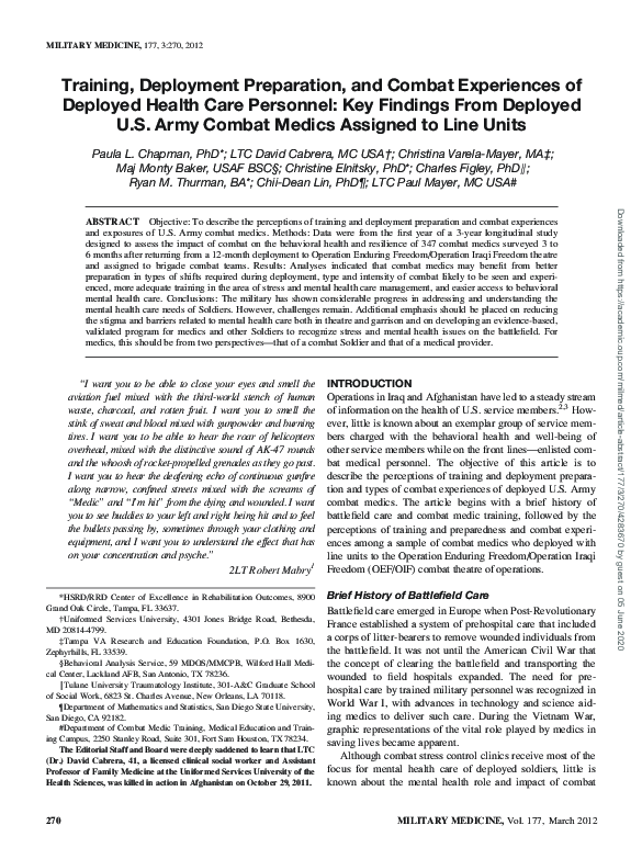 (PDF) Training, Deployment Preparation, and Combat Experiences of ...