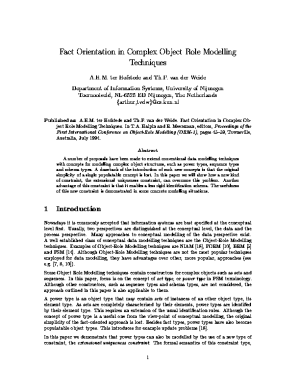 (PDF) Extensional Uniqueness in Object Modelling