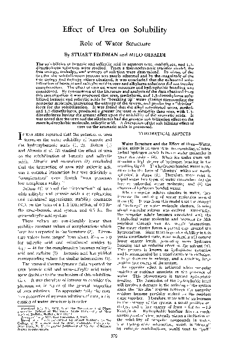 (PDF) Effect of urea on solubility role of water structure