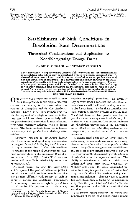 (PDF) Establishment of sink conditions in dissolution rate ...