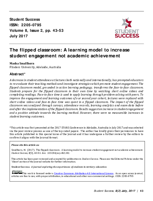 (PDF) The flipped classroom: A learning model to increase student ...