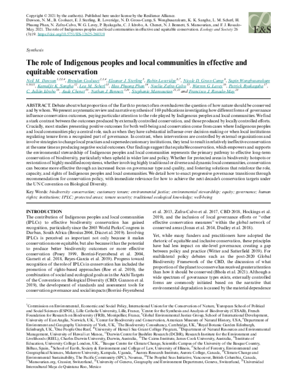 (PDF) The role of Indigenous peoples and local communities in effective ...