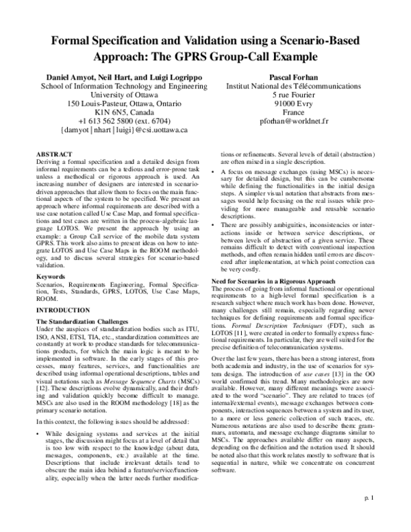 (PDF) Formal specification and validation using a scenario-based approach: The GPRS group-call ...