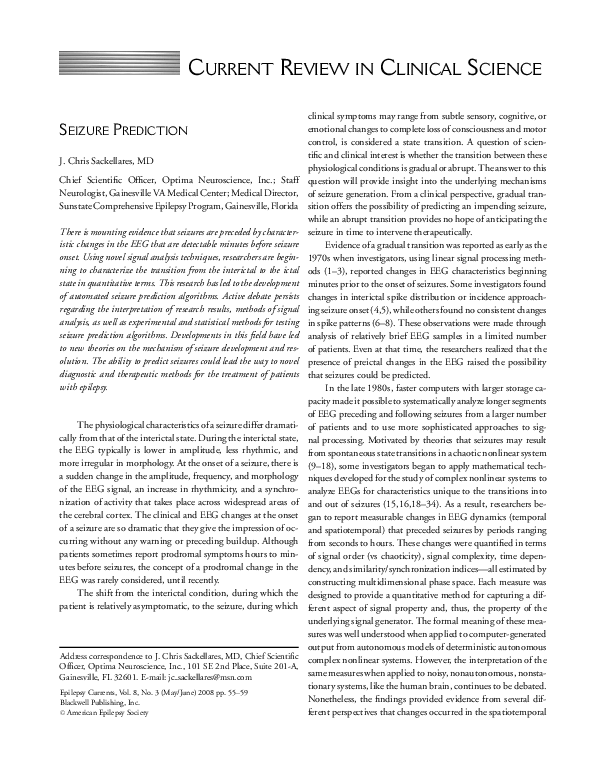 (PDF) Seizure prediction