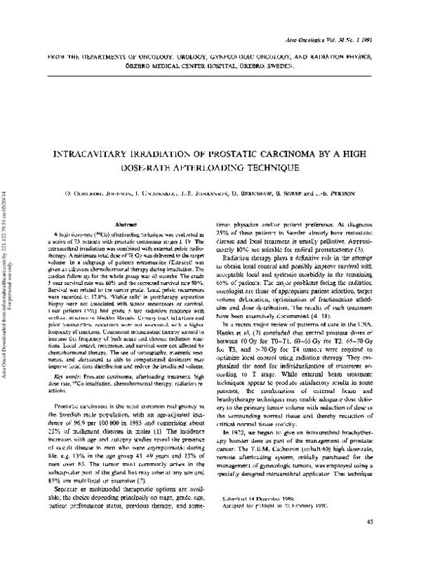(PDF) High Dose-Rate Irradiation in Prostate Cancer