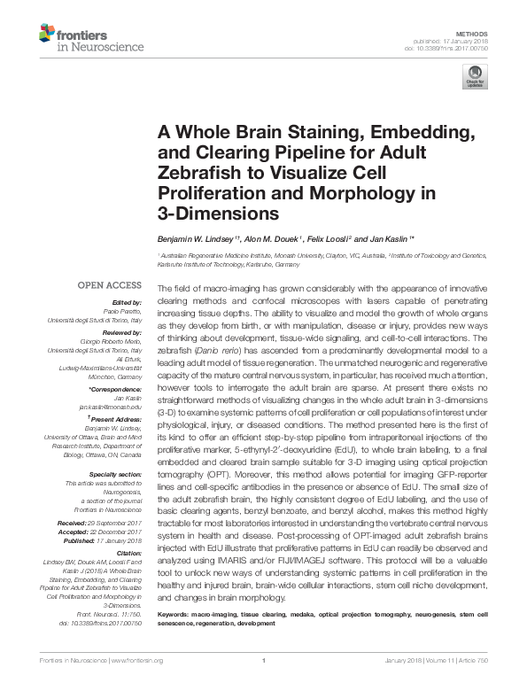 (PDF) A Whole Brain Staining, Embedding, and Clearing Pipeline for ...