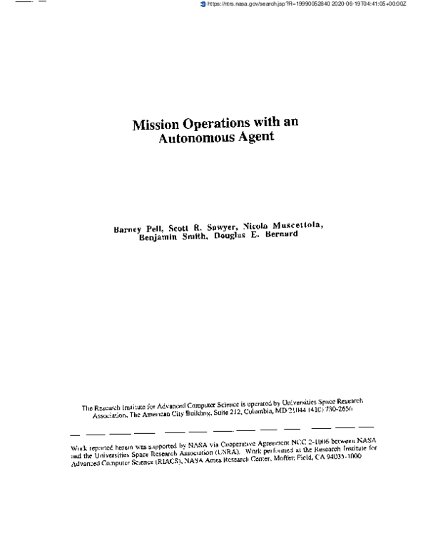 (PDF) Mission operations with an autonomous agent