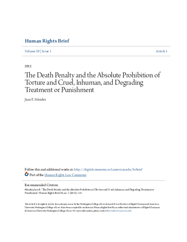 (PDF) The Death Penalty and the Absolute Prohibition of Torture and ...