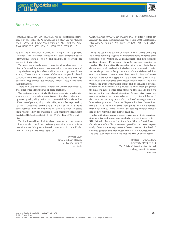 (PDF) Clinical Cases Uncovered: Paediatrics