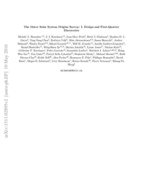 (PDF) The Outer Solar System Origins Survey. I. Design and First ...