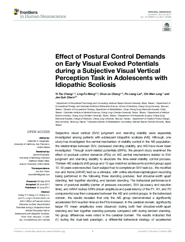(PDF) Effect of Postural Control Demands on Early Visual Evoked ...