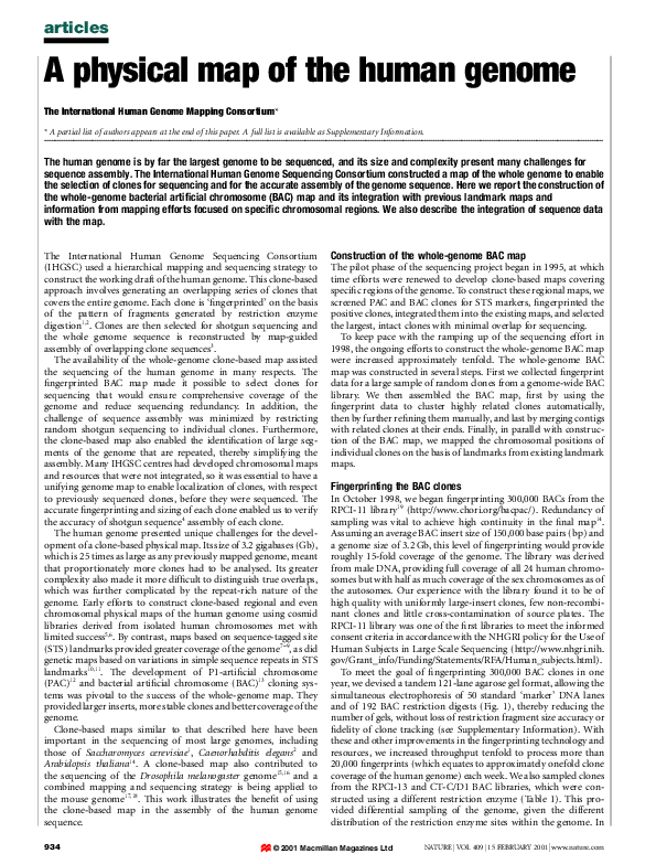(PDF) A physical map of the human genome