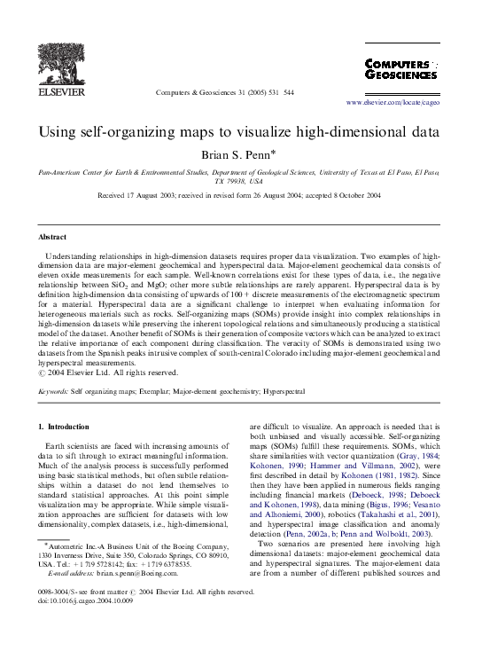 (PDF) Using self-organizing maps to visualize high-dimensional data