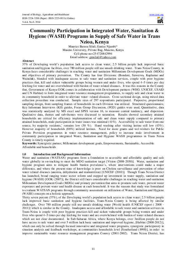 (PDF) Community Participation in Integrated Water, Sanitation & Hygiene ...