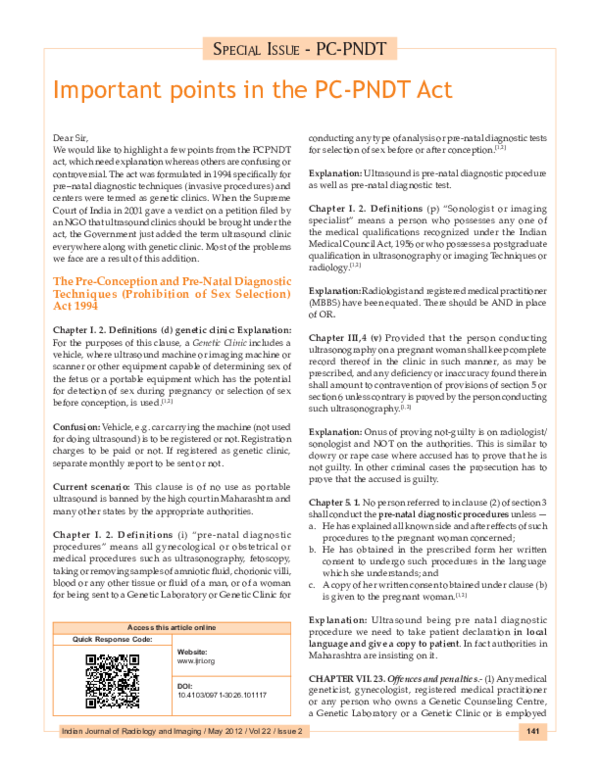 (PDF) Important points in the PC-PNDT Act