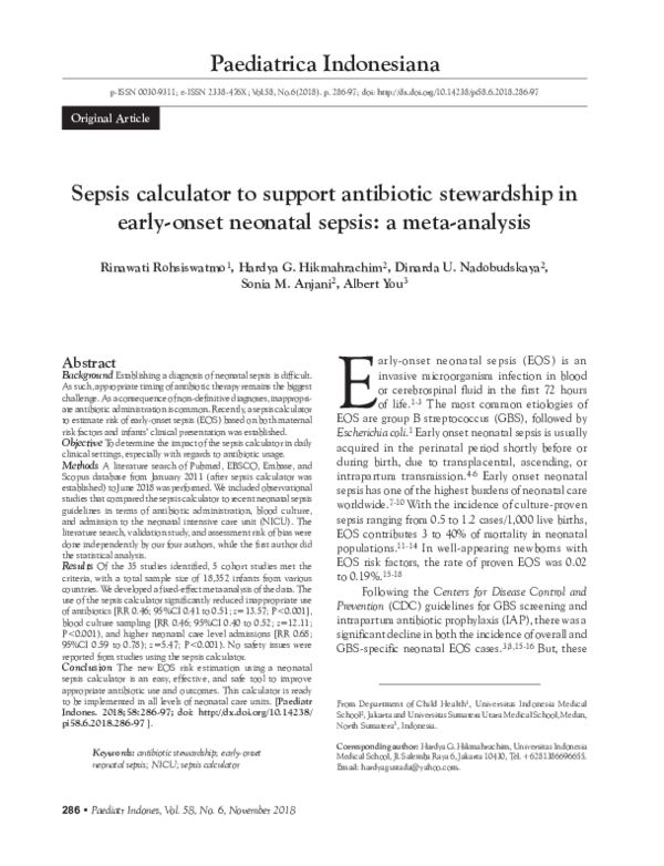 (PDF) Sepsis calculator to support antibiotic stewardship in early ...