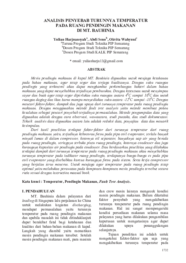 (PDF) Analisis Penyebab Turunnya Temperatur Pada Ruang Pendingin ...