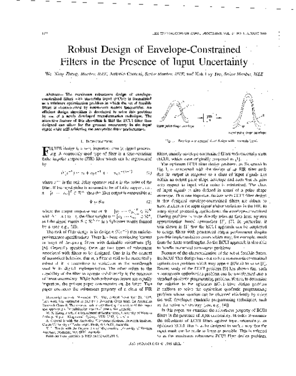 Pdf Robust Design Of Envelope Constrained Filters In The Presence Of
