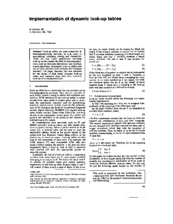 (PDF) Implementation of dynamic look-up tables