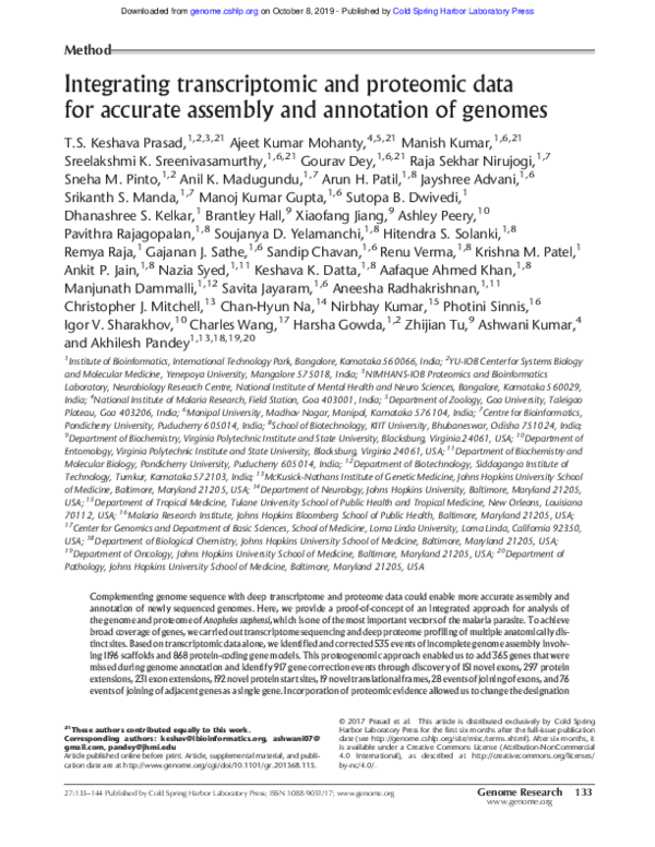 Pdf Integrating Transcriptomic And Proteomic Data For Accurate