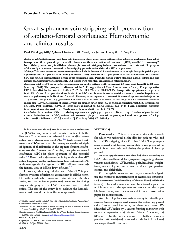 (PDF) Great saphenous vein stripping with preservation of sapheno ...
