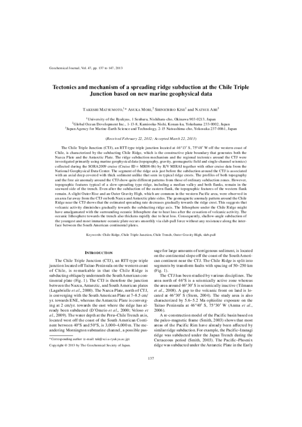 (PDF) Tectonics and mechanism of a spreading ridge subduction at the ...