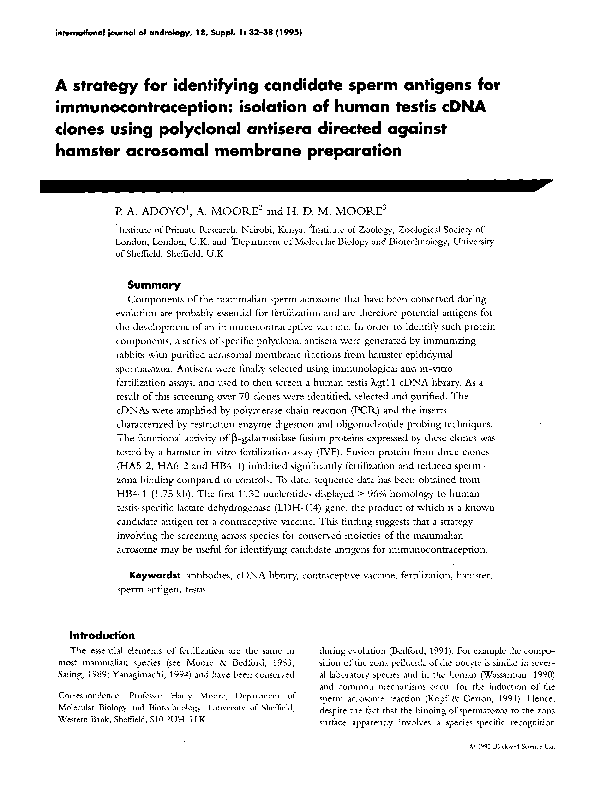 (PDF) A strategy for identifying candidate sperm antigens for ...