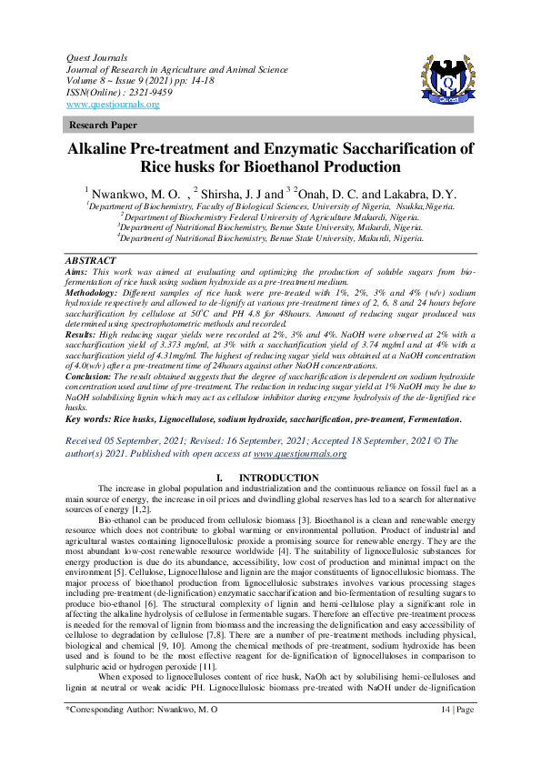 (PDF) Alkaline Pre-treatment and Enzymatic Saccharification of Rice ...