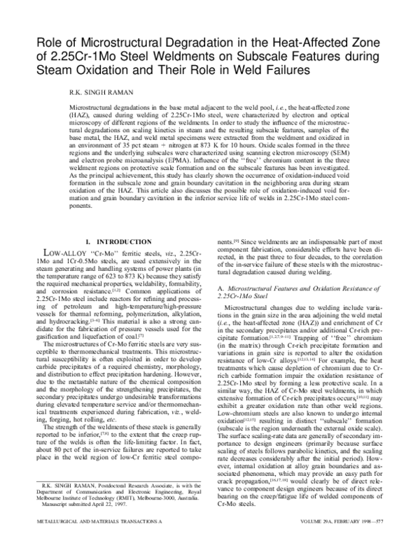 (PDF) Role of microstructural degradation in the heat-affected zone of ...