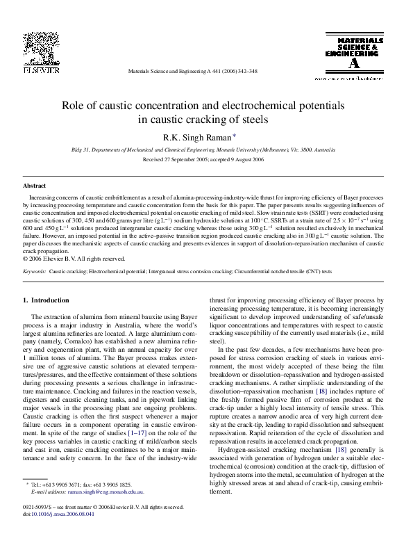 (PDF) Role of caustic concentration and electrochemical potentials in ...