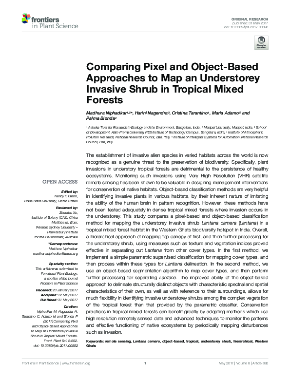 (PDF) Comparing Pixel and Object-Based Approaches to Map an Understorey Invasive Shrub in ...