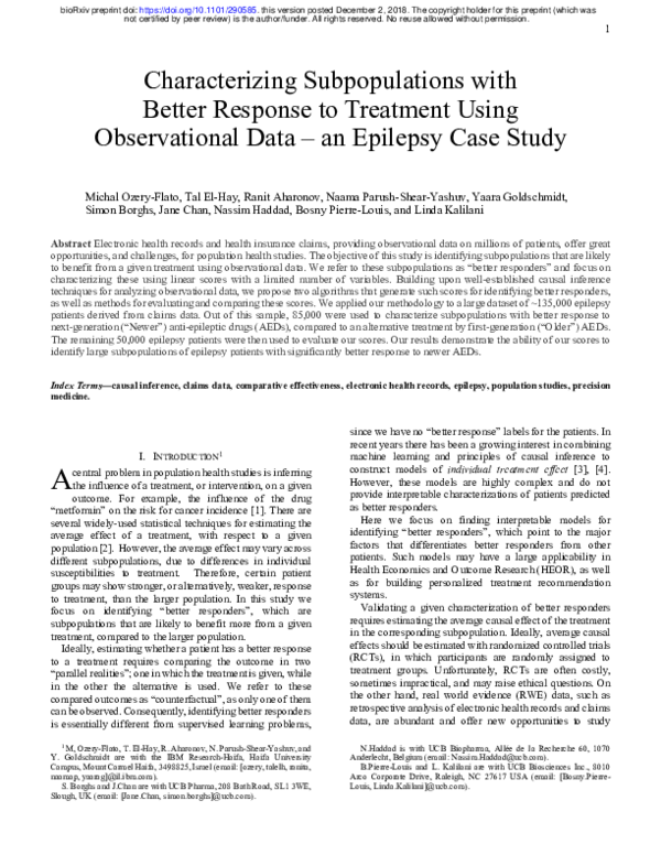 (PDF) Characterizing Subpopulations with Better Response to Treatment Using Observational Data ...